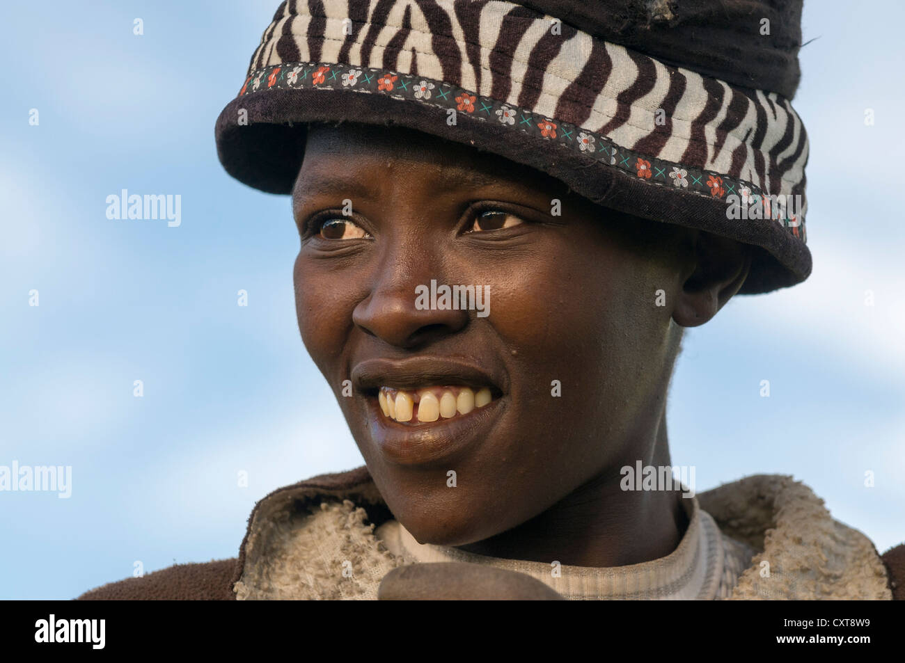 Basotho woman, portrait, Drakensberg, Kingdom of Lesotho, southern ...