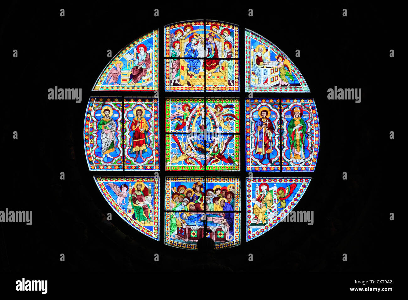 Rose window, round window in the wall of the choir, the oldest stained ...