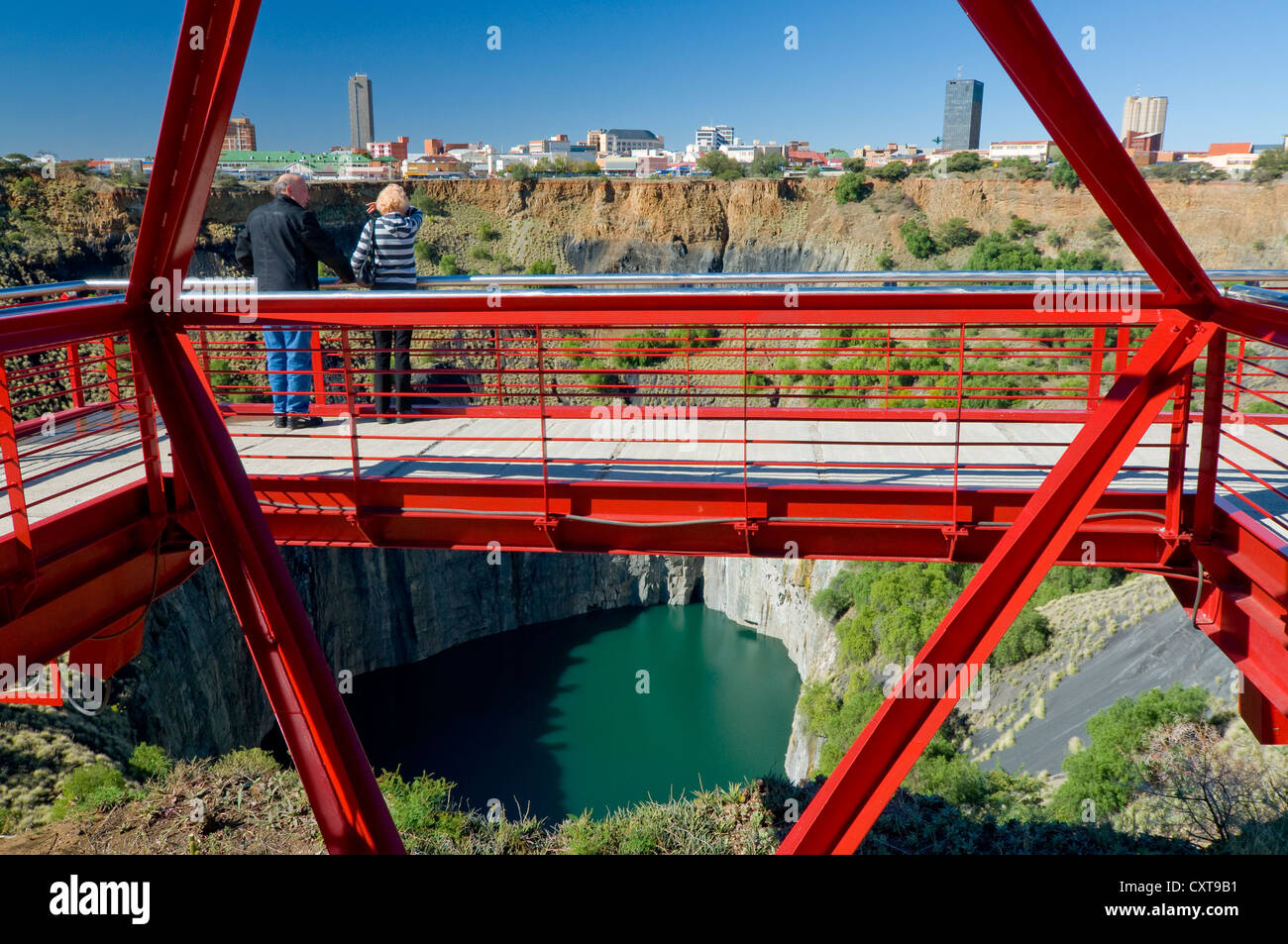 People on the observation deck of the Big Hole, Kimberley, Northern ...