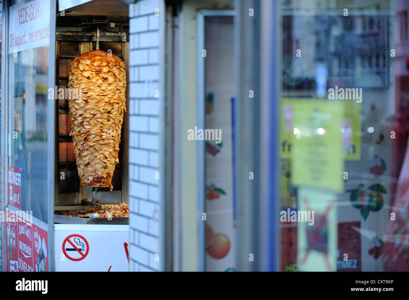 Kebab stall on Worringer Platz square, Duesseldorf, North Rhine ...
