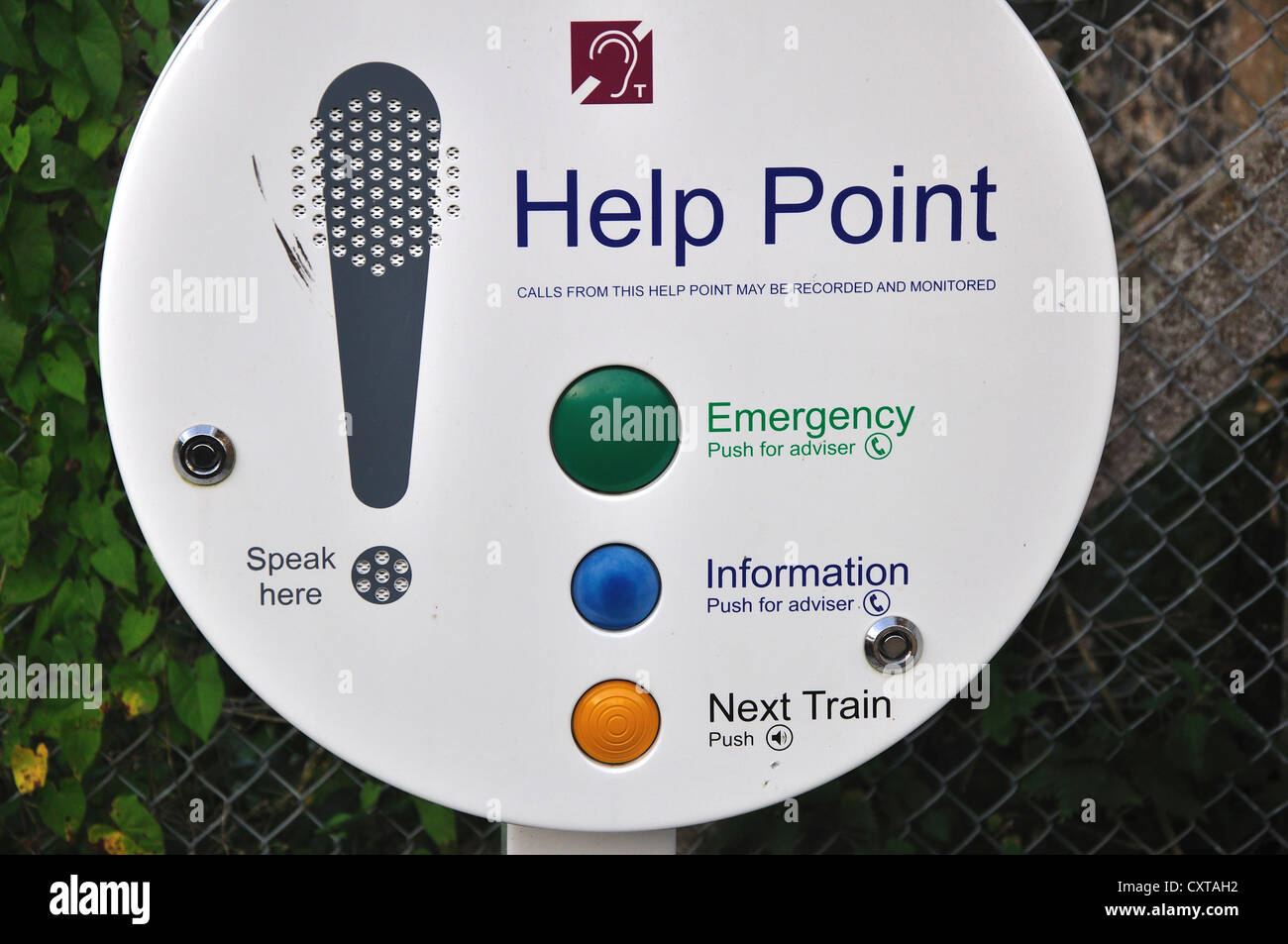 A help point on a railway UK Stock Photo - Alamy