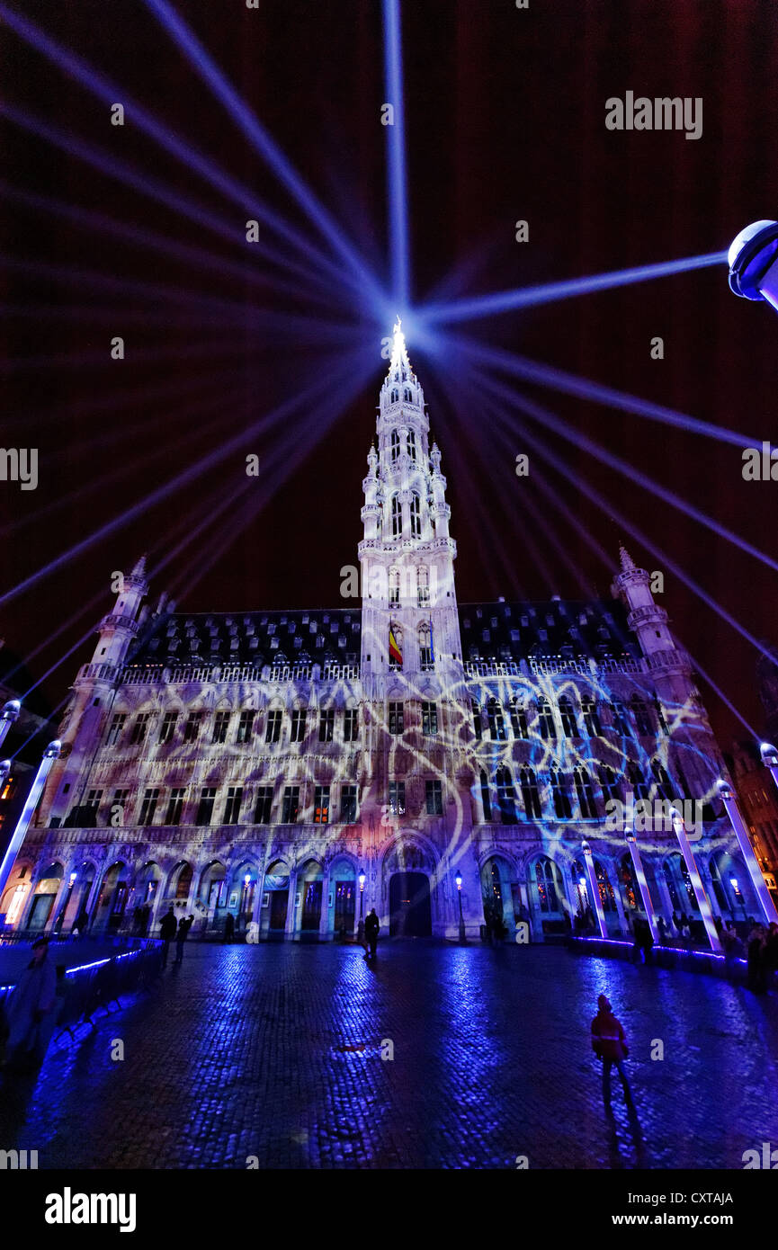 Christmas illuminations grand place brussels hi-res stock photography ...
