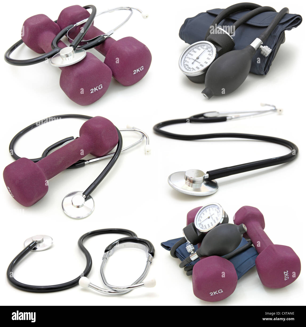 collection stethoscope and tonometer on a white background Stock Photo ...