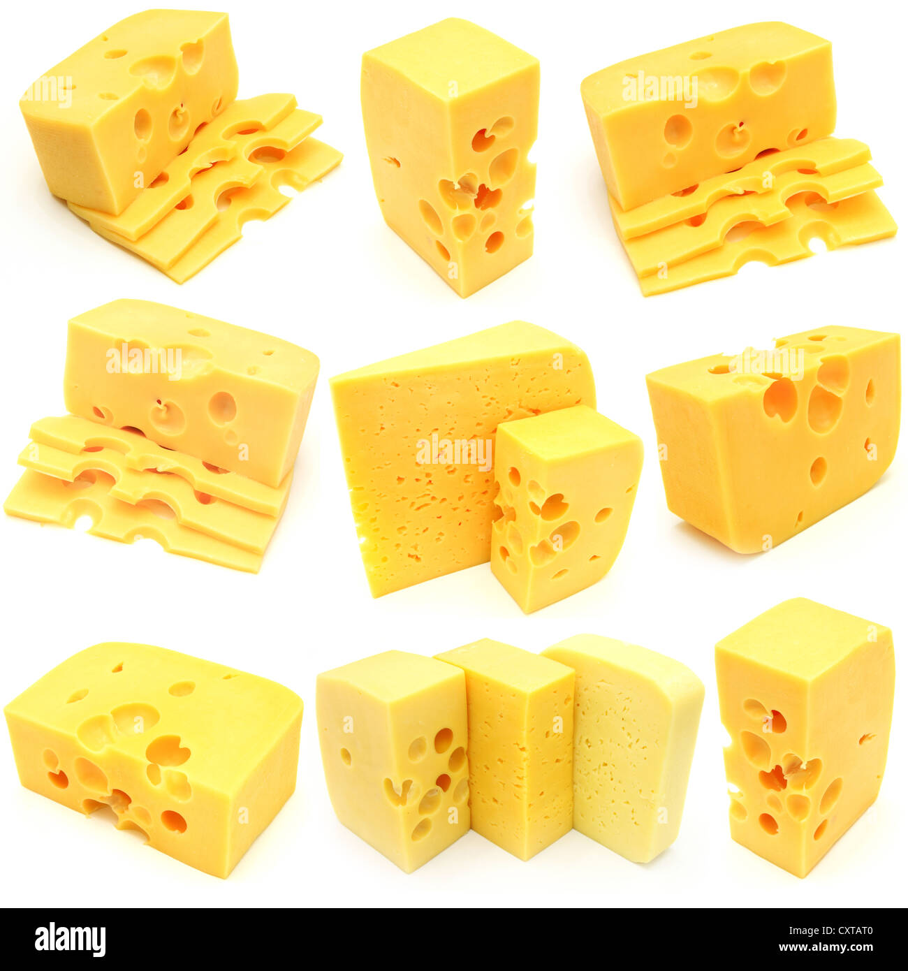 collection piece of cheese isolated on a white background Stock Photo ...