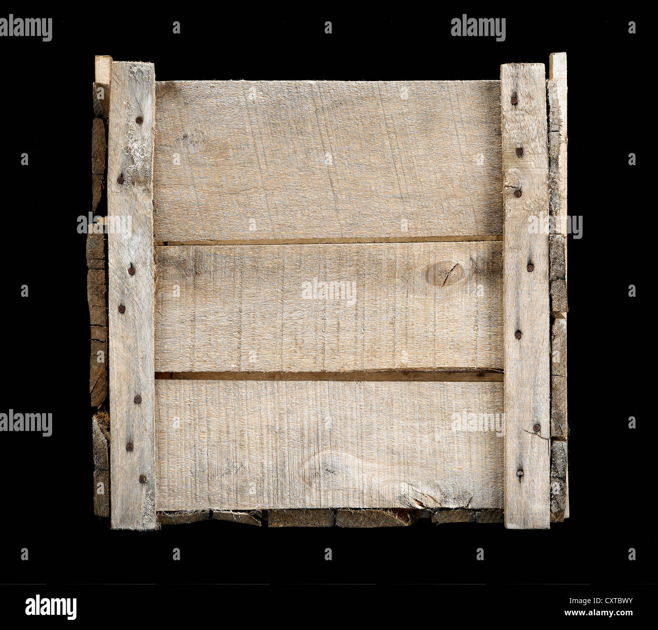 Wooden planks forming a crate. The planks of the crate are old and ...