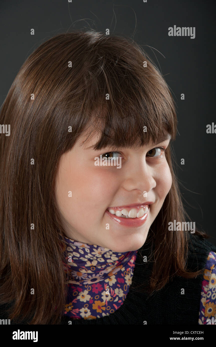 cheerful girl smiling Stock Photo - Alamy