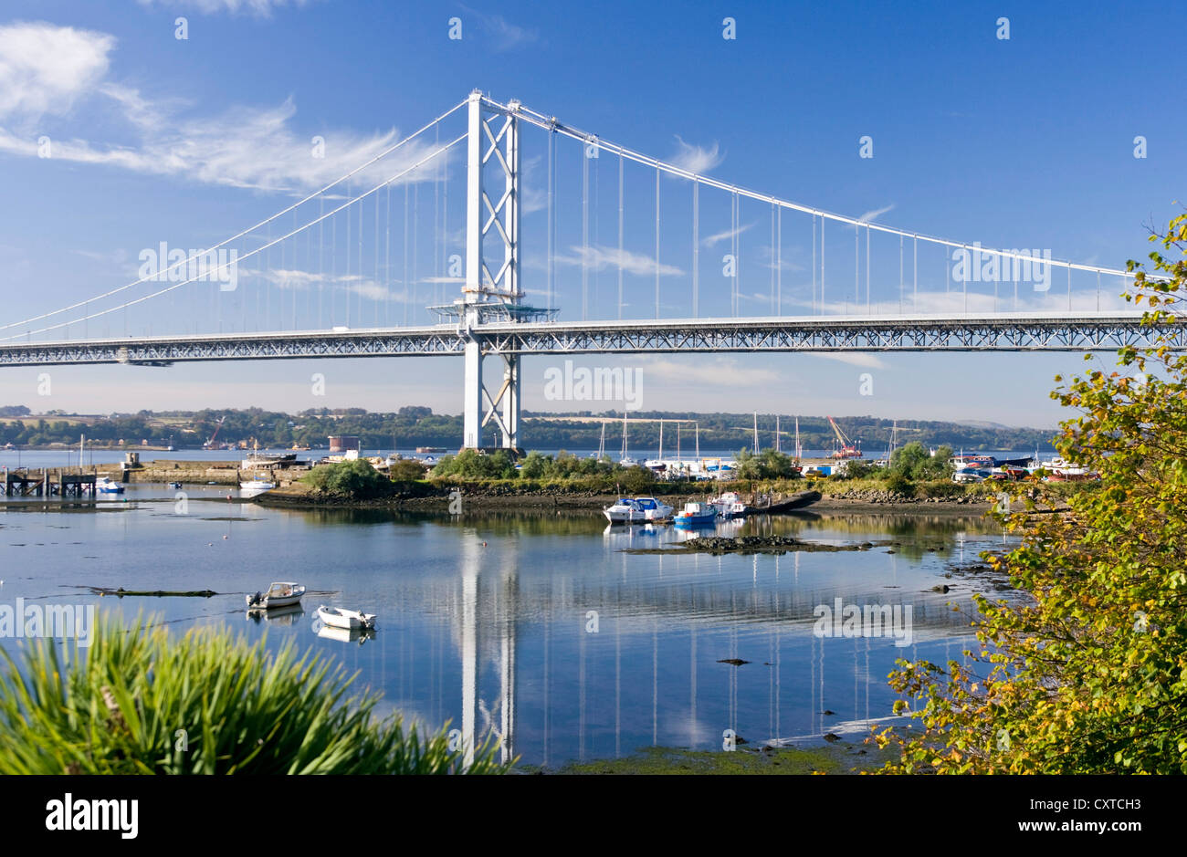 The Forth Road Bridge seen from North Queensferry Fife Scotland Stock ...