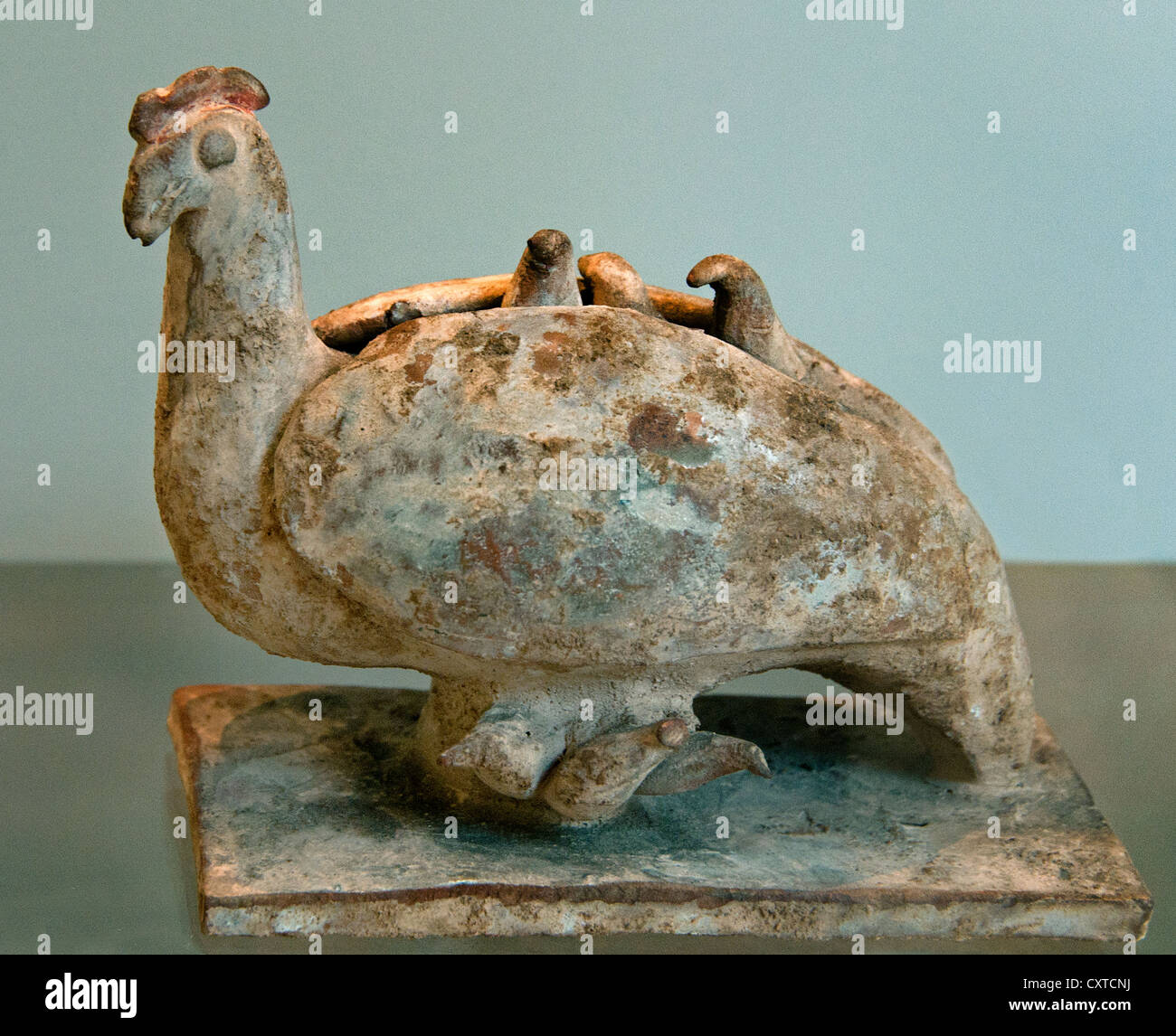 Terracotta statuette of a bird with young Archaic early 5th century B.C ...