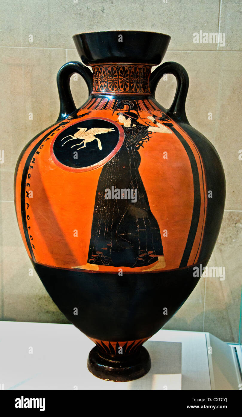 flying horse on Athena's shield Terracotta Panathenaic prize amphoraby ...