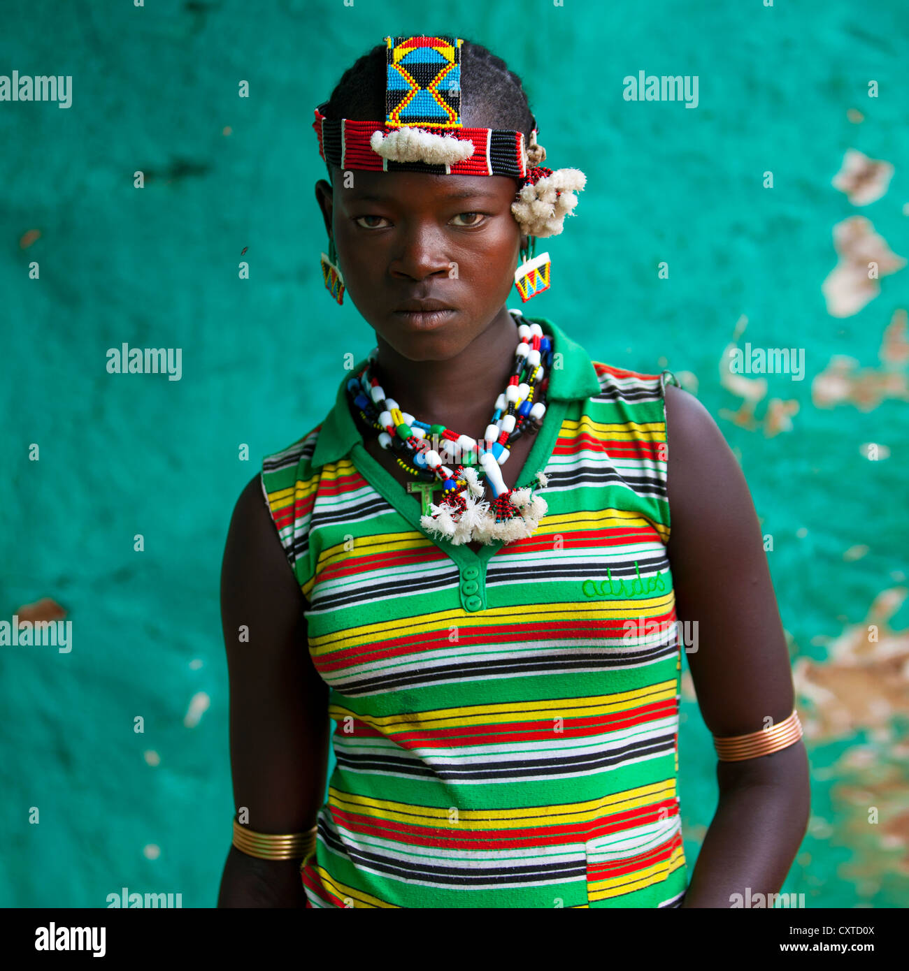 Young Bana Tribe Girl, Key Afer, Omo Valley, Ethiopia Stock Photo - Alamy
