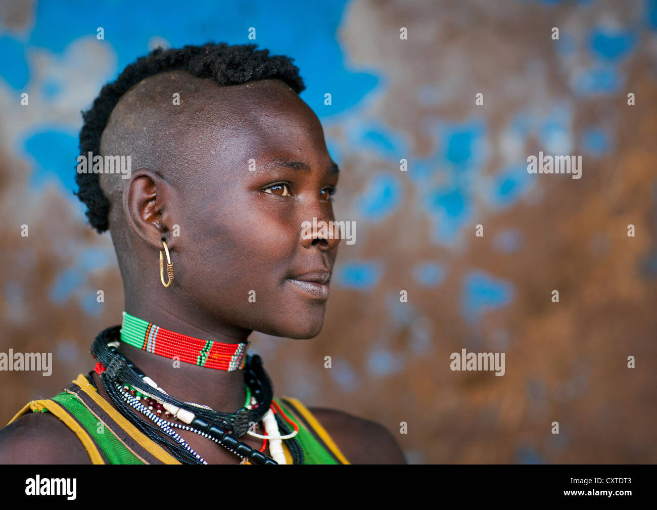 Girl From Menit Tribe Posing, Jemu, Omo Valley, Ethiopia Stock Photo ...