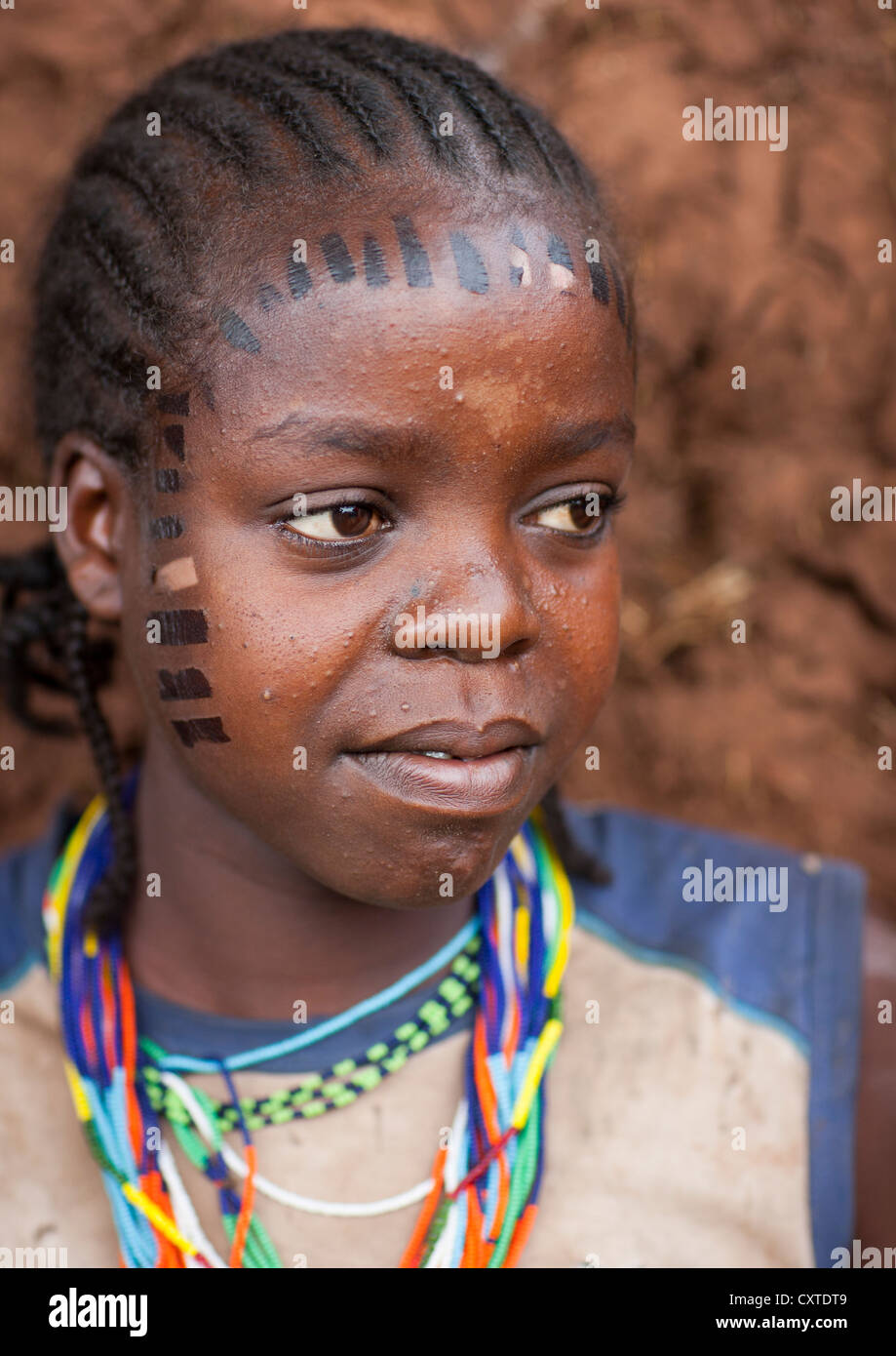 Girl From Menit Tribe With Facial Tattoos, Jemu, Omo Valley, Ethiopia ...