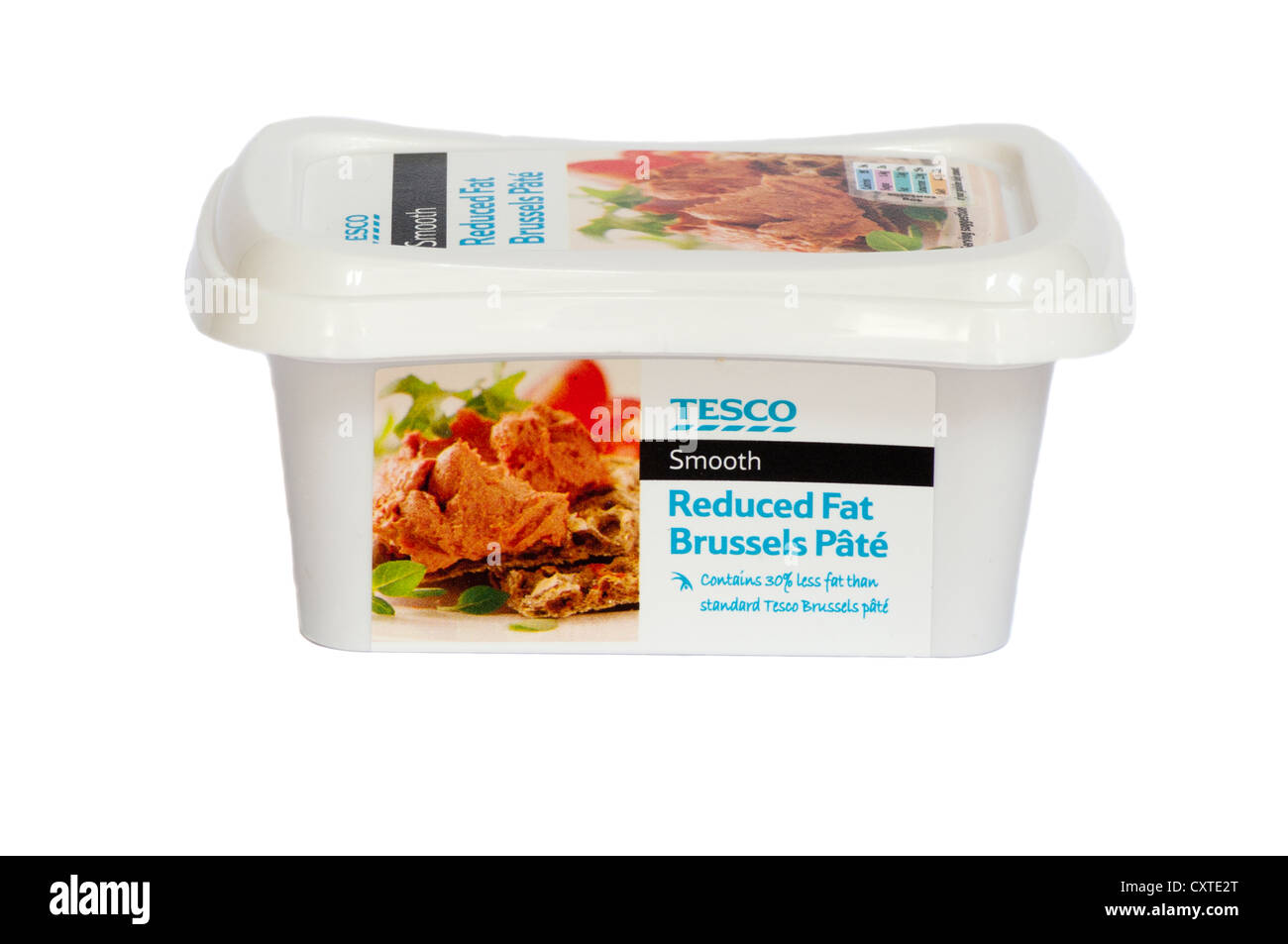 Tub Of Tesco Reduced Fat Brussels Pate Stock Photo - Alamy