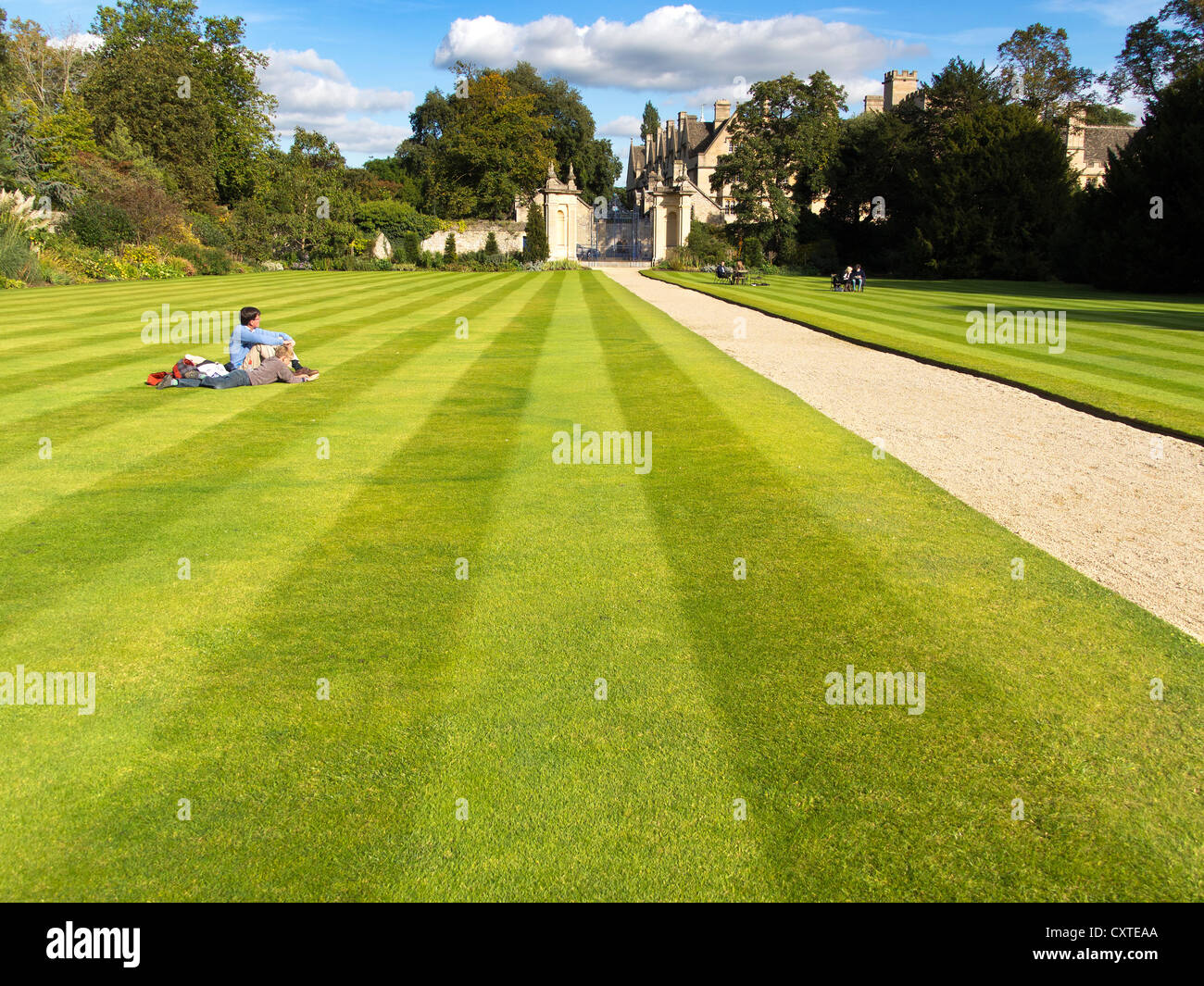 Endless lawn, Trinity College Oxford Stock Photo - Alamy