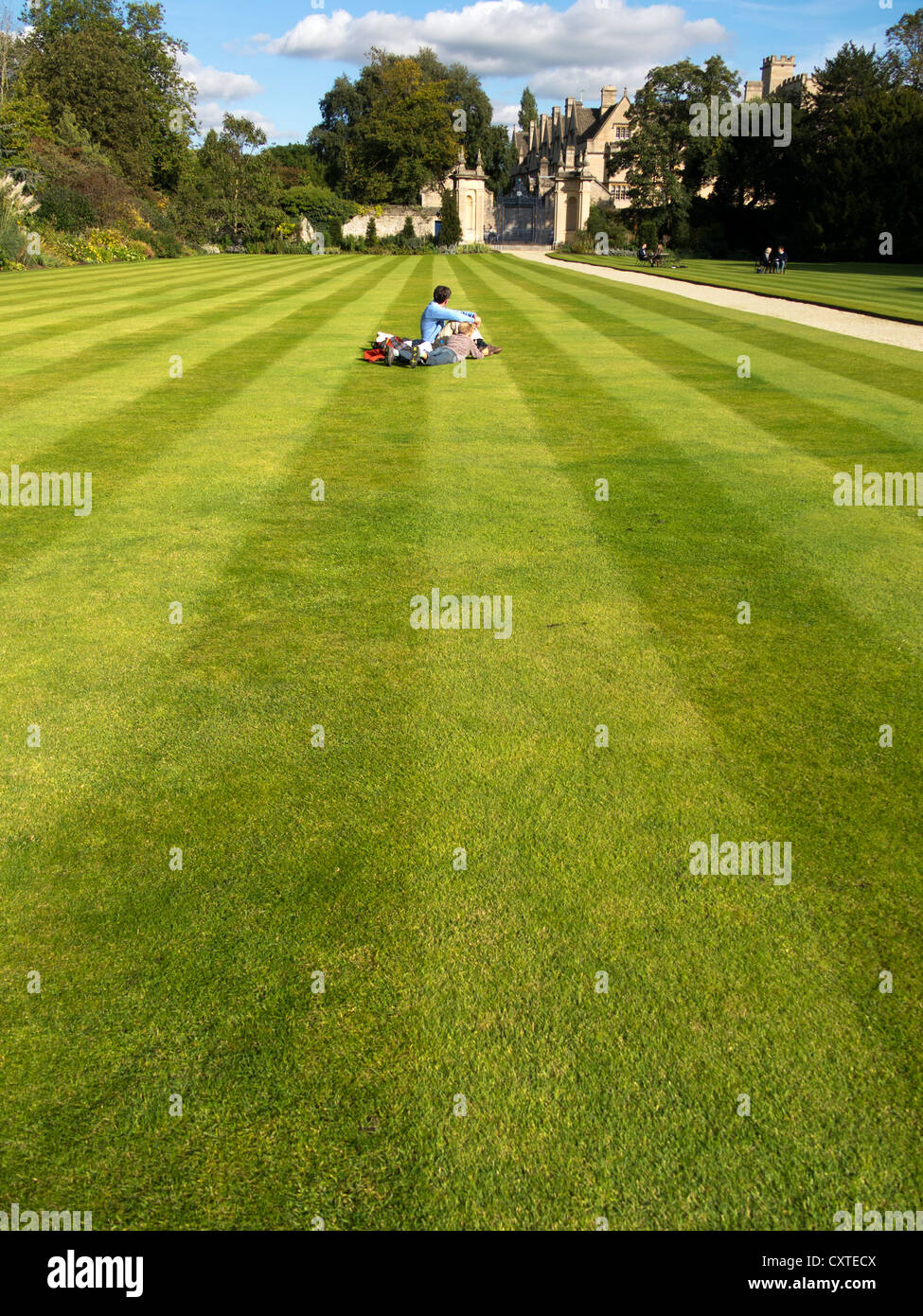Endless lawn, Trinity College Oxford Stock Photo - Alamy