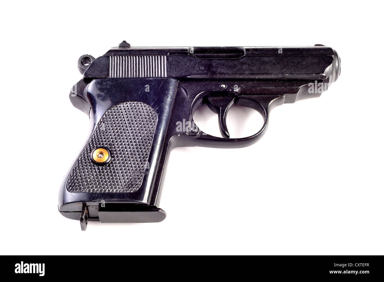 Photo of gun on white background Stock Photo - Alamy