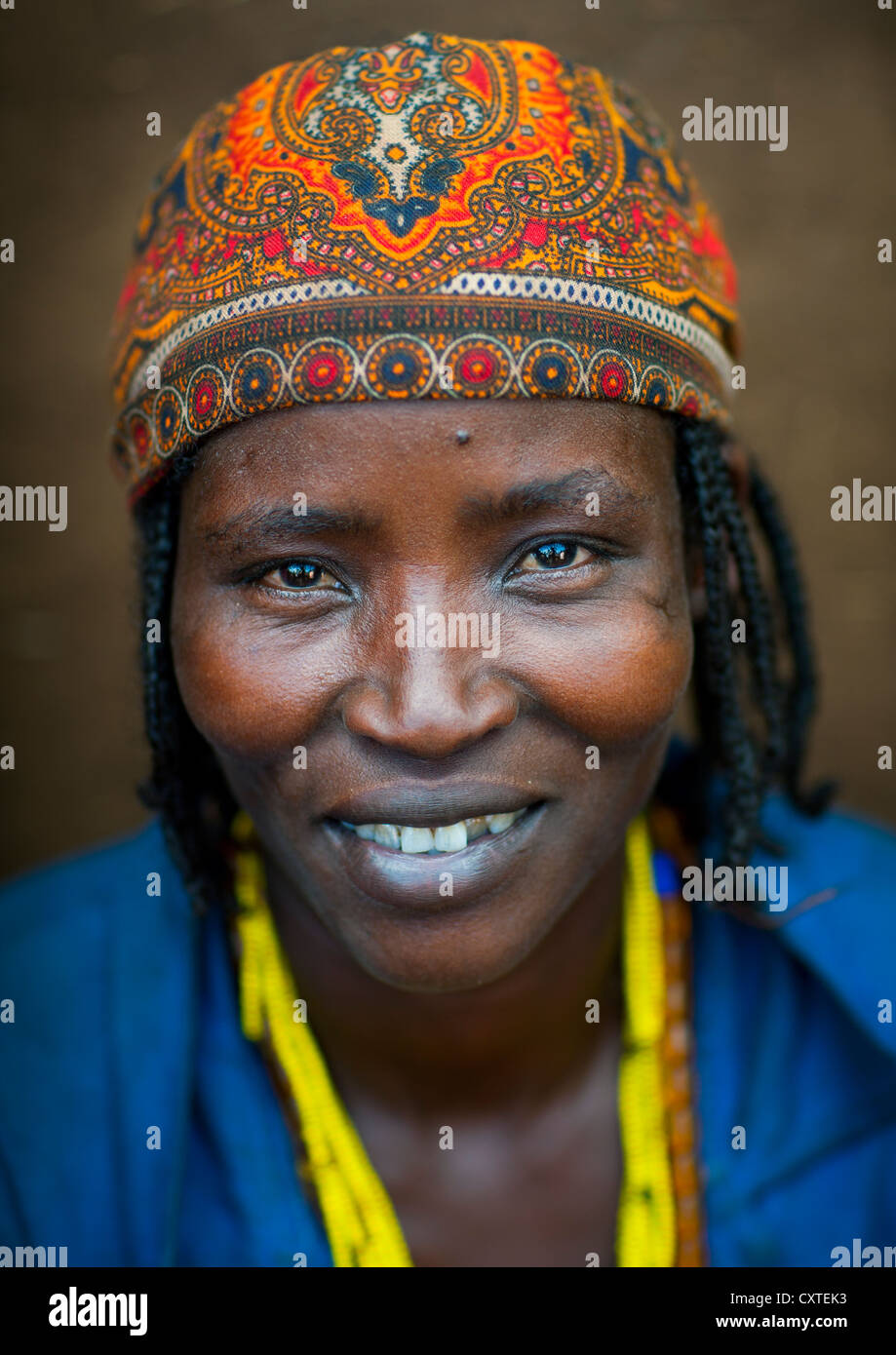 Smiling Dime Tribe Woman, Hana Mursi, Omo Valley, Ethiopia Stock Photo ...