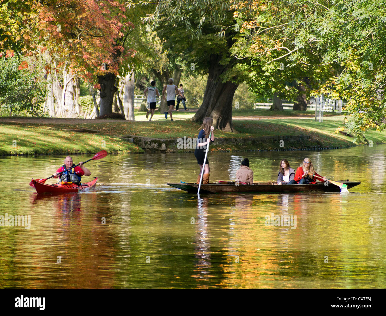 Kayak and punt on the Cherwell, Oxford, early Autumn Stock Photo - Alamy