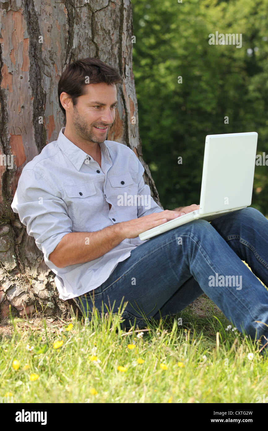 man connected to the Internet Stock Photo - Alamy