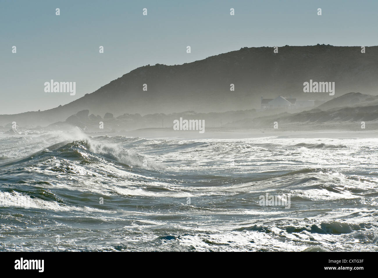 Waves breaking on Langebaan beach in South Africa Stock Photo - Alamy