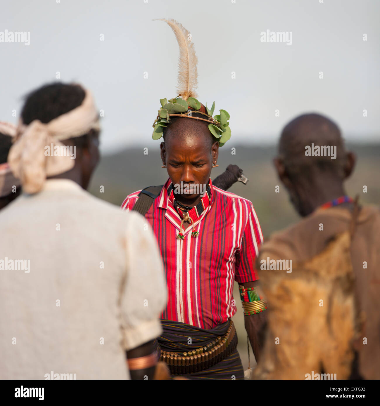 Hamar Tribe Men At Bull Jumping Ceremony, Turmi, Omo Valley, Ethiopia ...