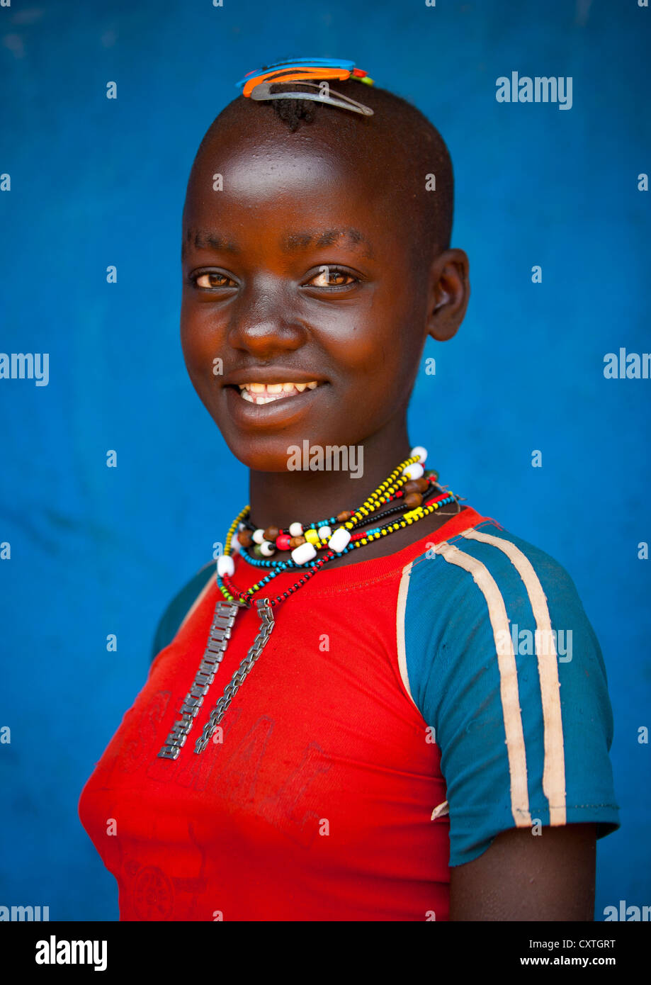 Hamar Young Girl, Dimeka, Omo Valley, Ethiopia Stock Photo - Alamy