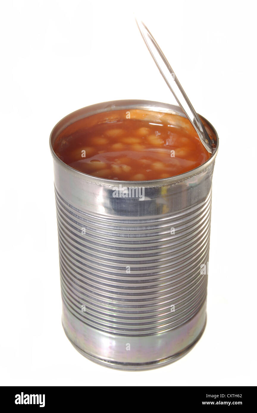 Tin of baked beans isolated on a white background Stock Photo - Alamy