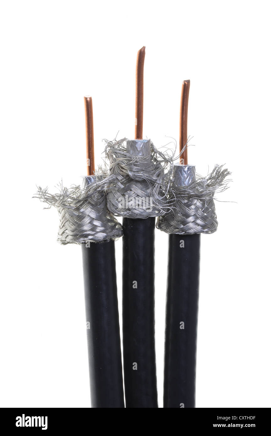 Construction of the coaxial cable on a white background Stock Photo - Alamy