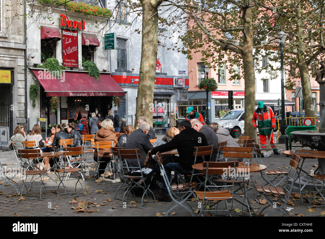Bar in St Catherine square in Brussels Stock Photo - Alamy