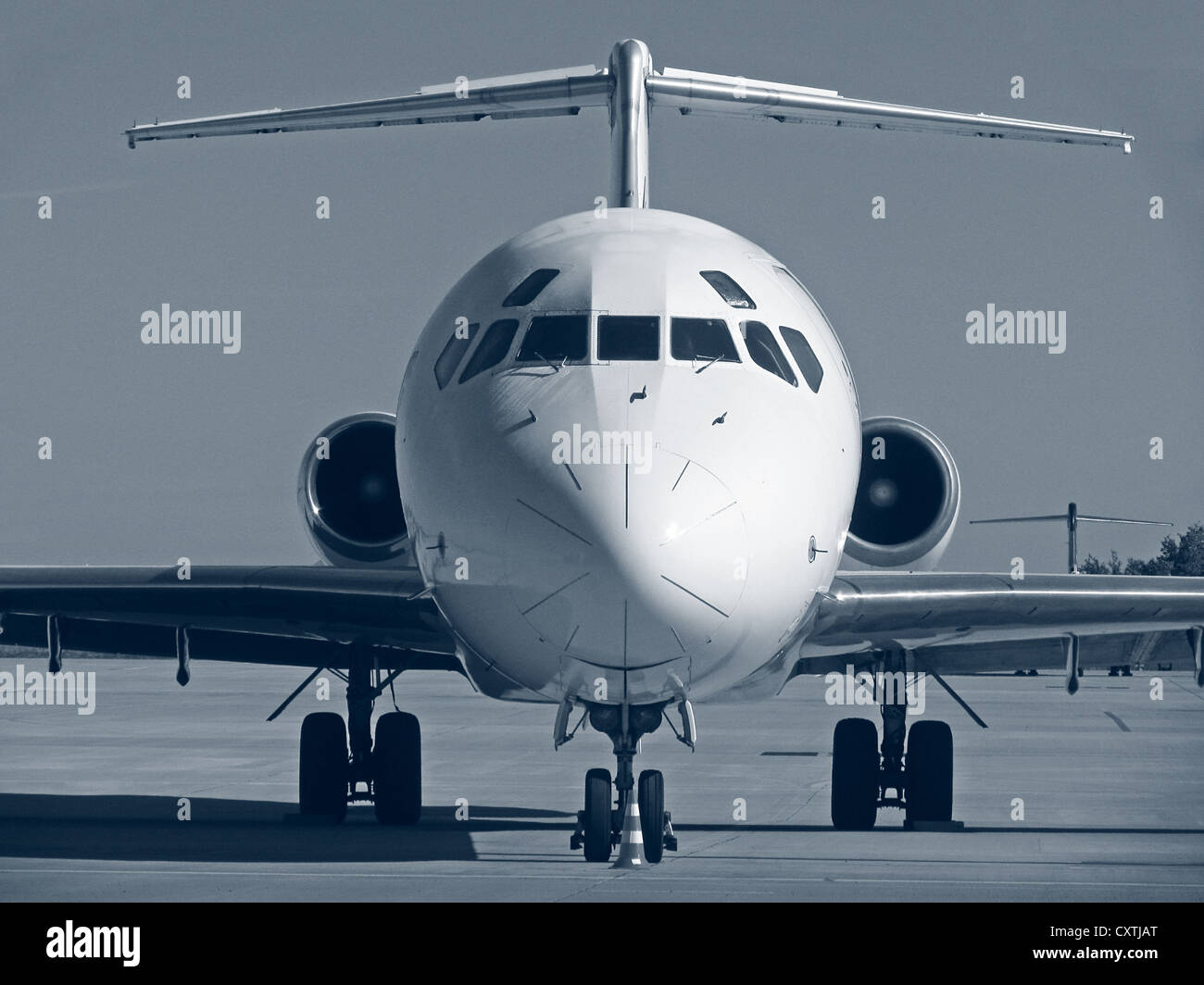 cockpit of plane standing in airport Stock Photo - Alamy