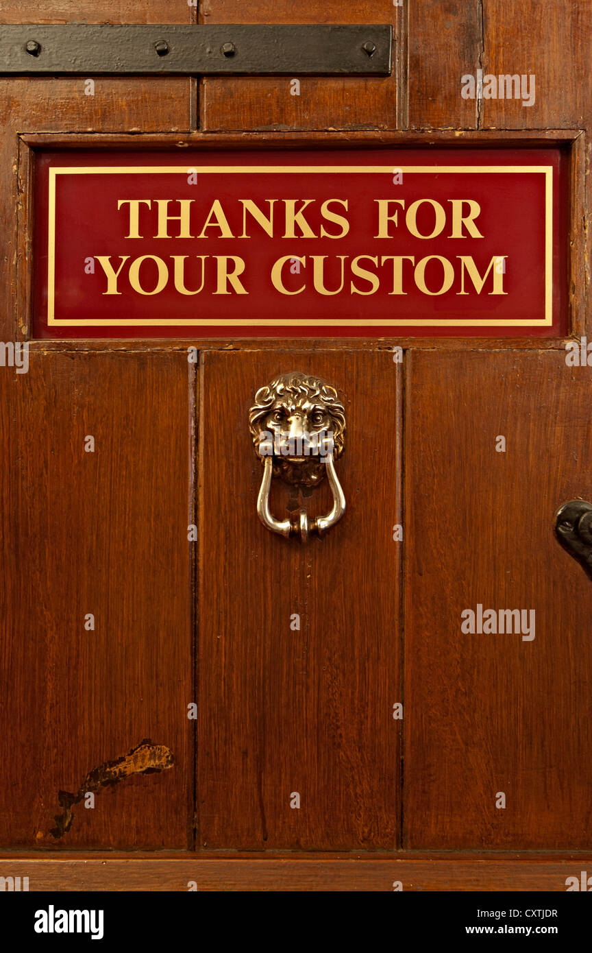 thanks for your custom door sign Stock Photo - Alamy
