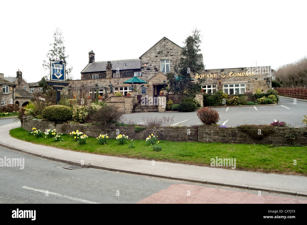 the square and compass inn pub north rigby Stock Photo - Alamy
