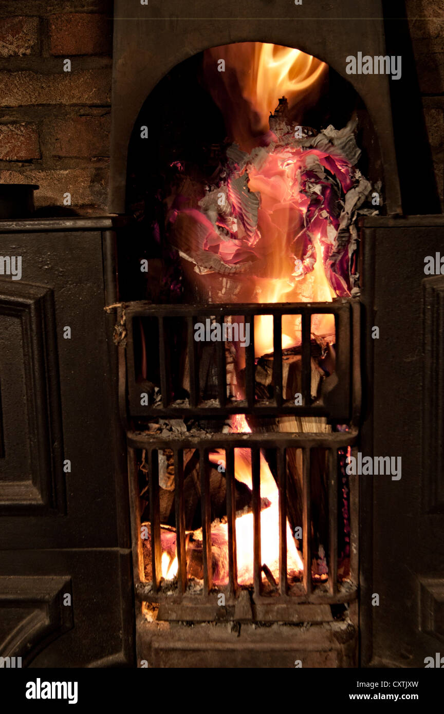 an open fireplace in a pub in the uk Stock Photo - Alamy