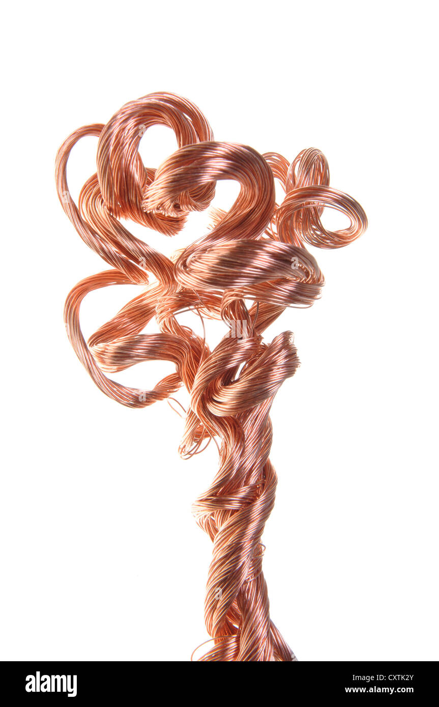 Copper wire isolated on white background Stock Photo - Alamy