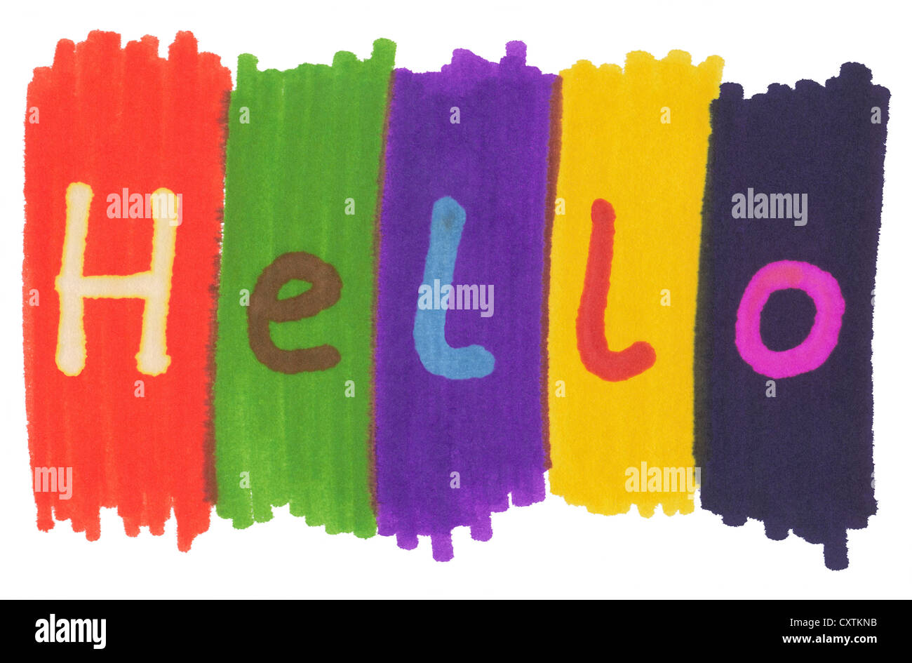 Hello, written with colorful felt tip marker ink pens Stock Photo - Alamy