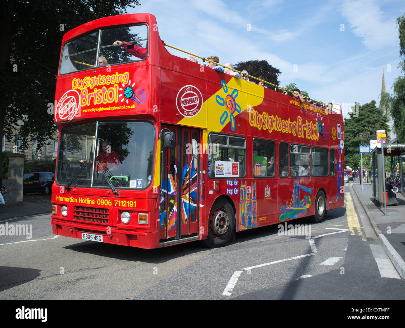 dh CLIFTON BRISTOL City Sightseeing bus tour Clifton village Stock ...