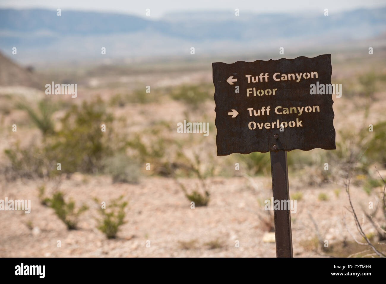 Big Bend National Park, Texas, trail sign for Tuff Canyon area Stock ...