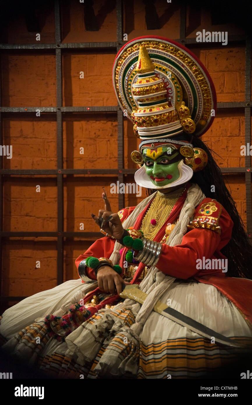 Vertical close up portrait of a Kathakali performance artist playing ... Vertical close up portrait of a Kathakali performance artist playing ...