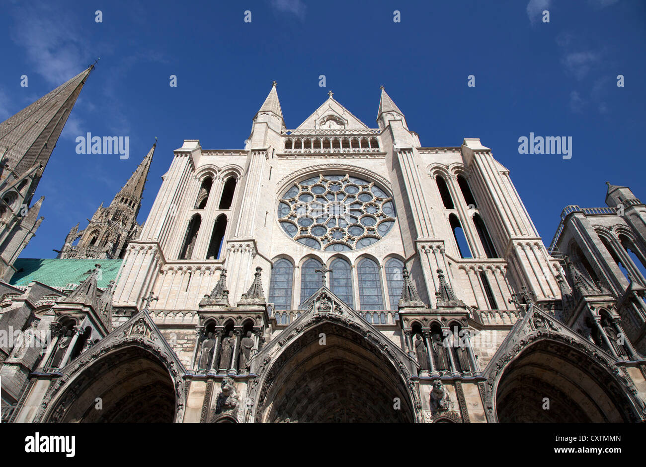 Chartres Cathedral of of Our Lady of Chartres, front view, France, a ...