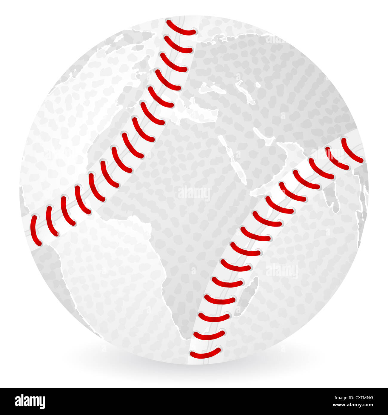 World map baseball ball on a white background Stock Photo - Alamy