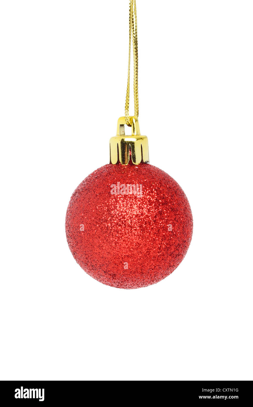 Single red Christmas ball isolated against white Stock Photo - Alamy