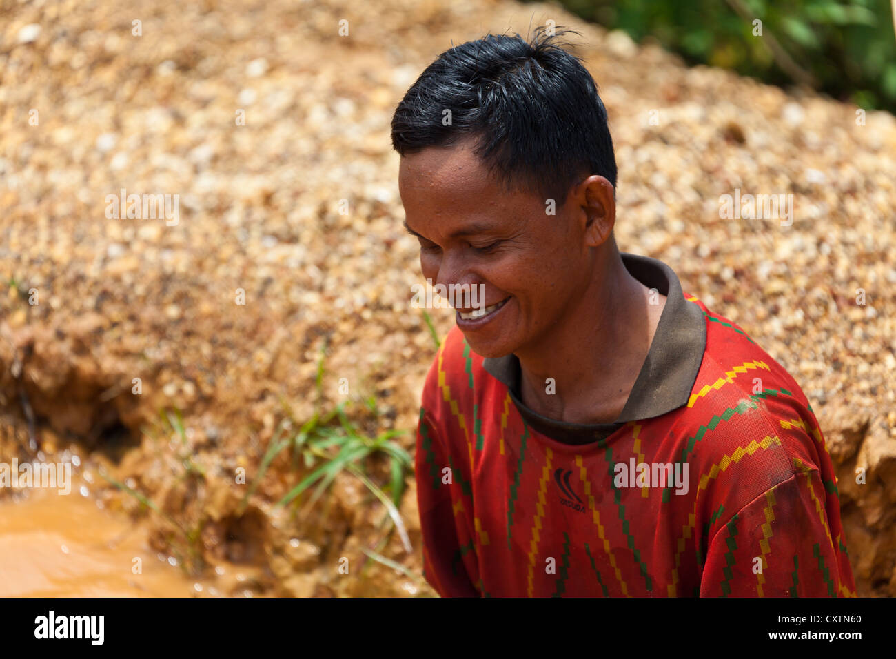 Portrait of a Diamond Digger in the Diamond Mines of Cempaka, Indonesia ...