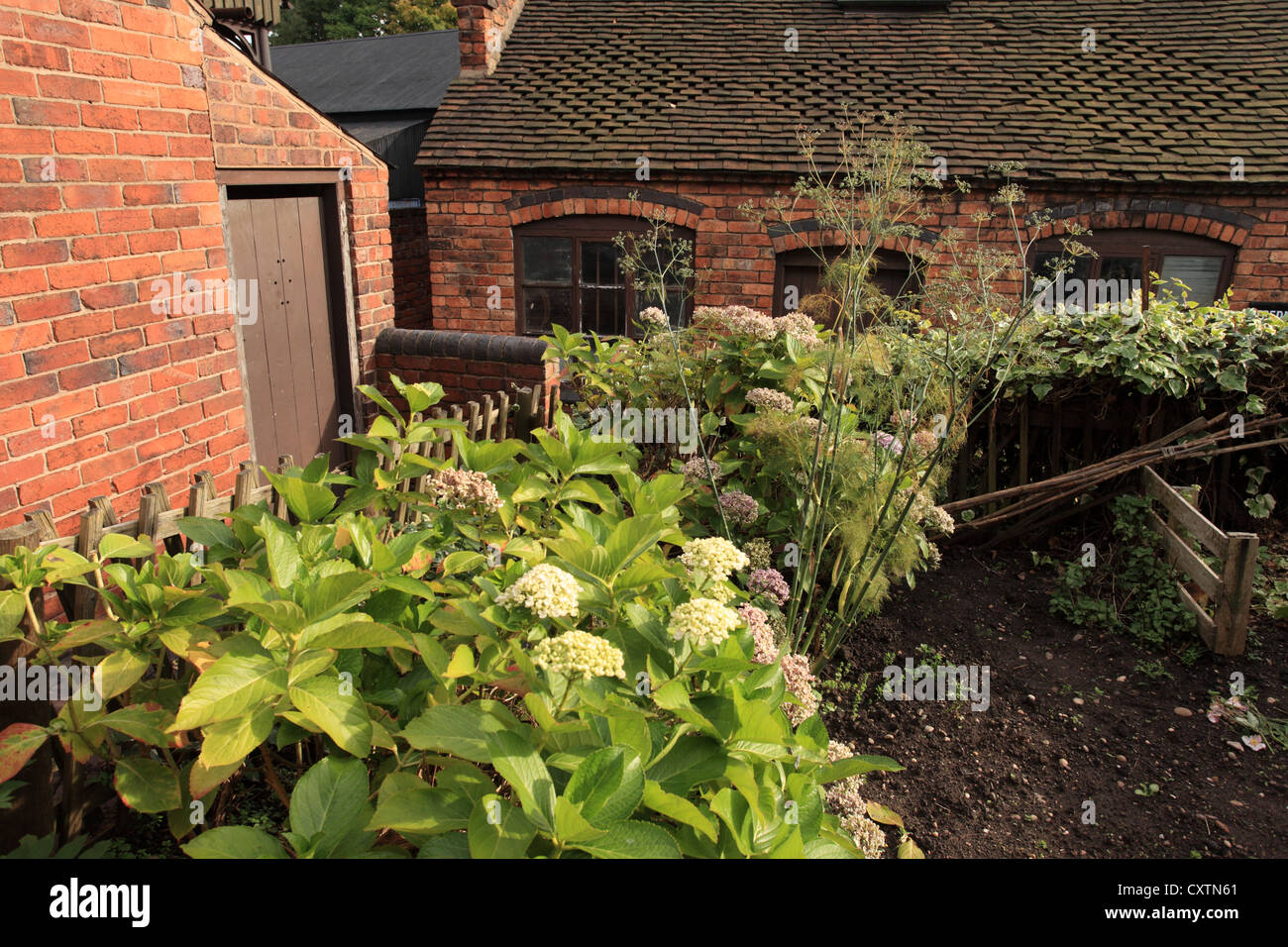 Back garden of a nineteenth century working class house in Britain ...