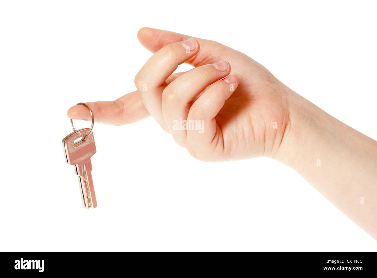 hand holds a key isolated on white Stock Photo - Alamy