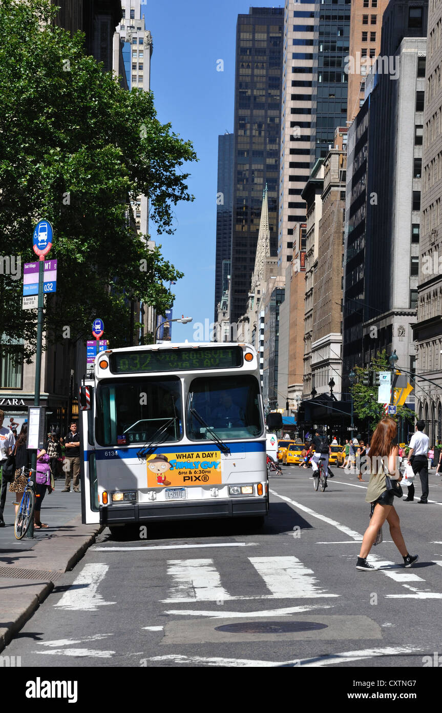 Public bus in New York City, USA Stock Photo - Alamy