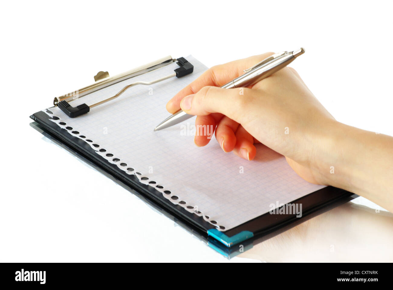 Hand and pen on the white background Stock Photo - Alamy