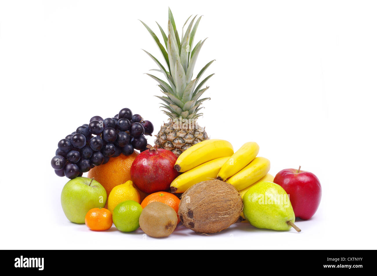 Composition with fruits isolated on white Stock Photo - Alamy