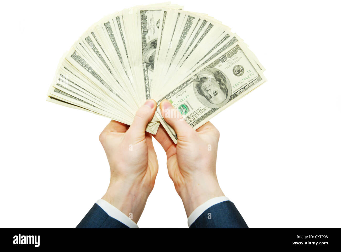 Hand with money isolated on white background Stock Photo - Alamy