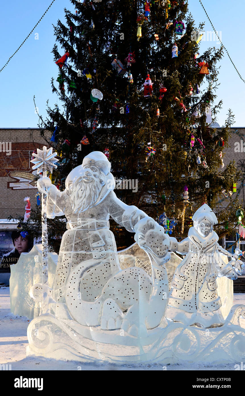 Winter figures made of ice Stock Photo - Alamy