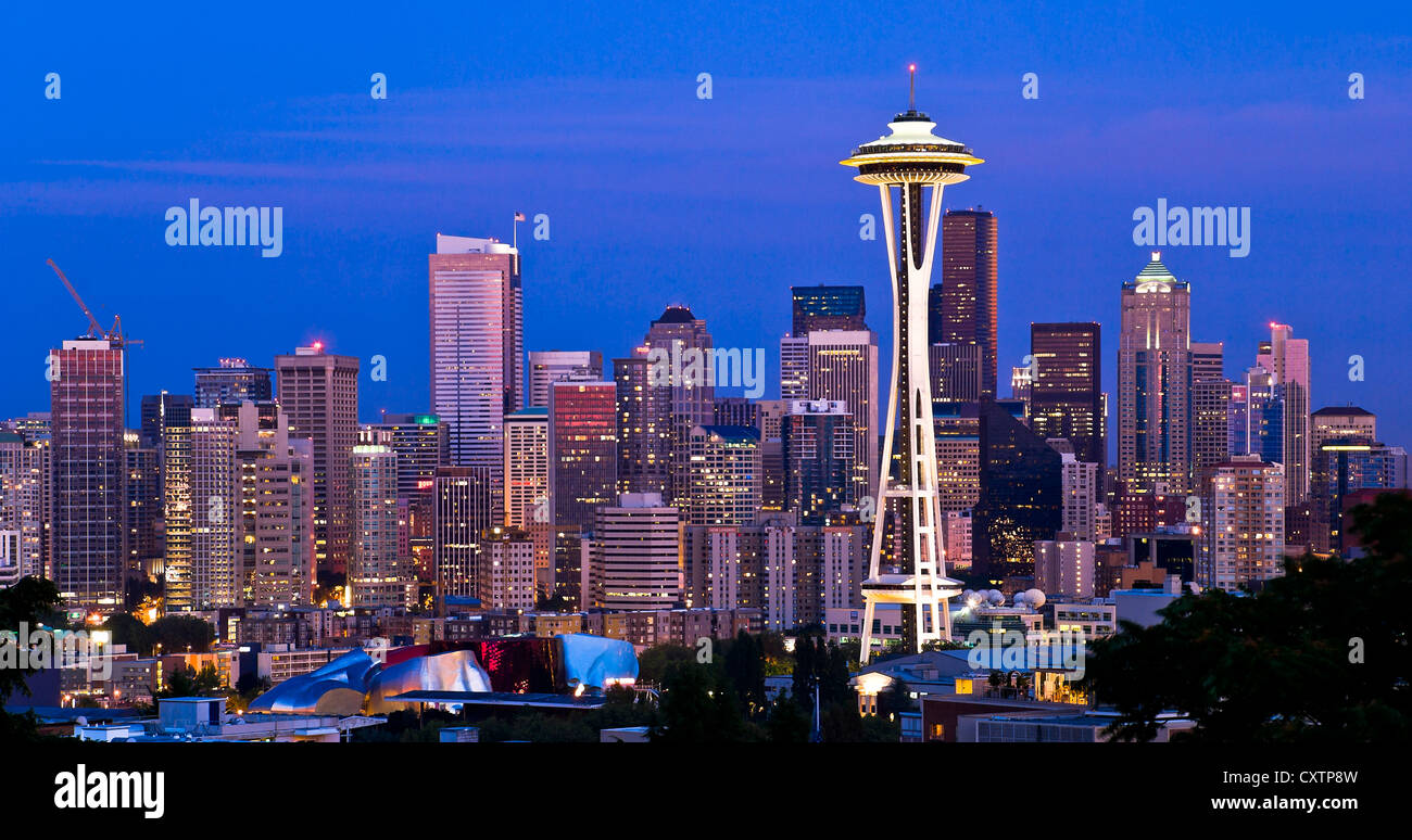 Skyline seattle usa space needle architecture hi-res stock photography ...